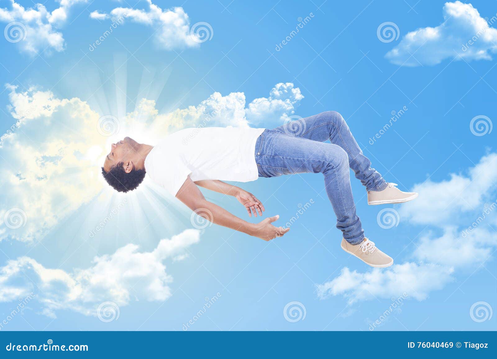 Interracial Man Ascending To Heaven Stock Image - Image of away ...