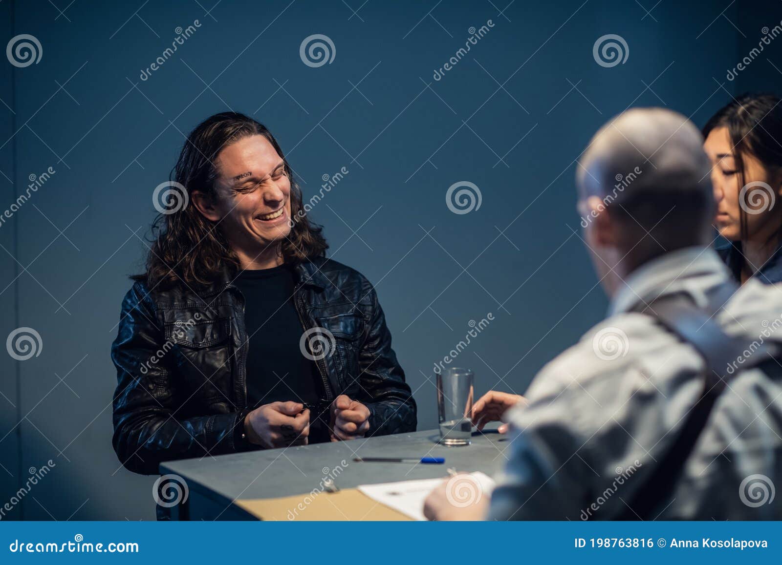 Interrogation of a Homicidal Maniac in the Interrogation Room. a Police ...