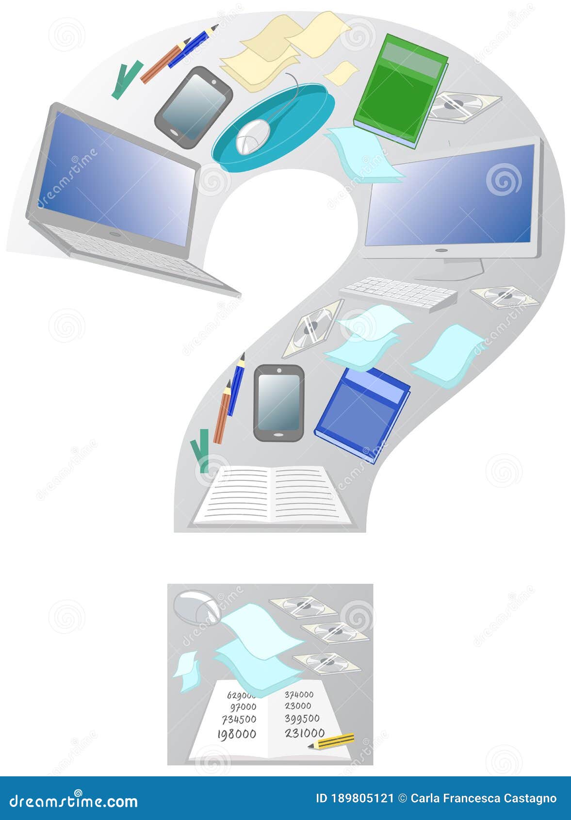 Interrogation Mark with Office Objects Vector Stock Vector ...