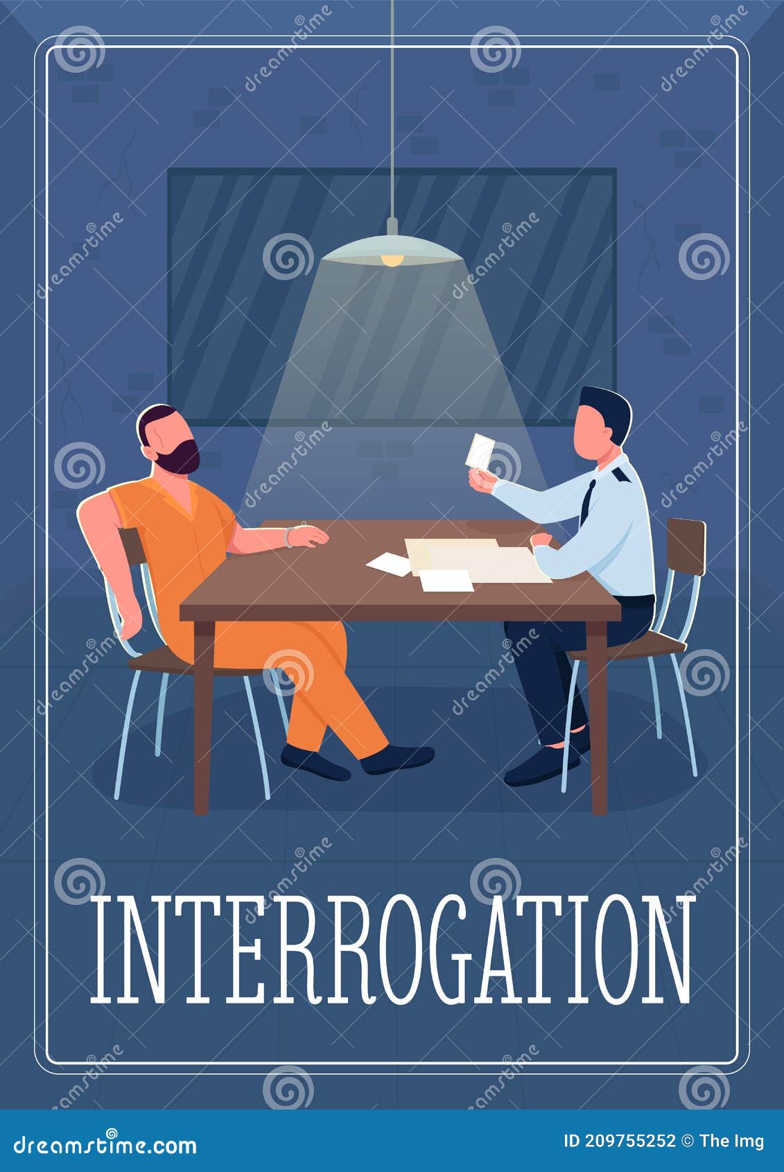 Interrogation Poster Flat Vector Template Stock Vector - Illustration ...