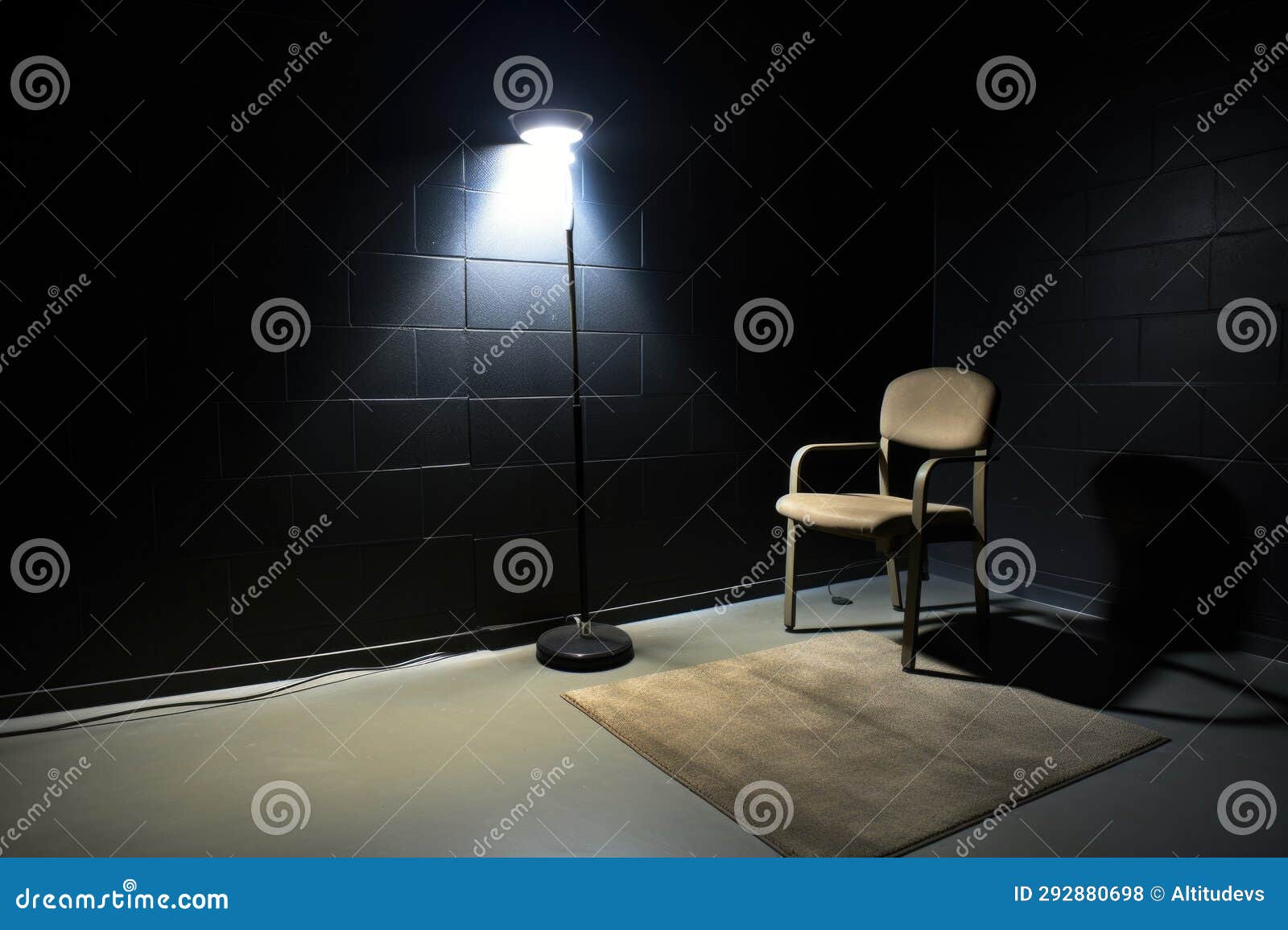 An Interrogation Room Spotlight Shining on an Empty Chair Stock Photo ...