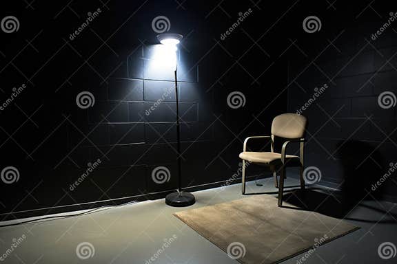 An Interrogation Room Spotlight Shining on an Empty Chair Stock Photo ...