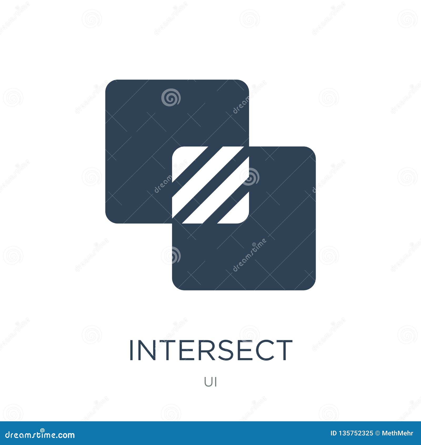 Intersect Icon in Trendy Design Style. Intersect Icon Isolated on White ...