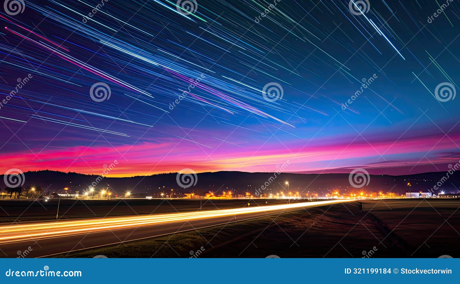 Intersect jet light trails stock illustration. Illustration of night ...