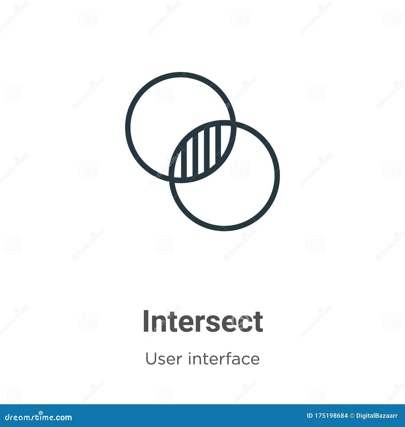 Intersect Outline Vector Icon. Thin Line Black Intersect Icon, Flat ...