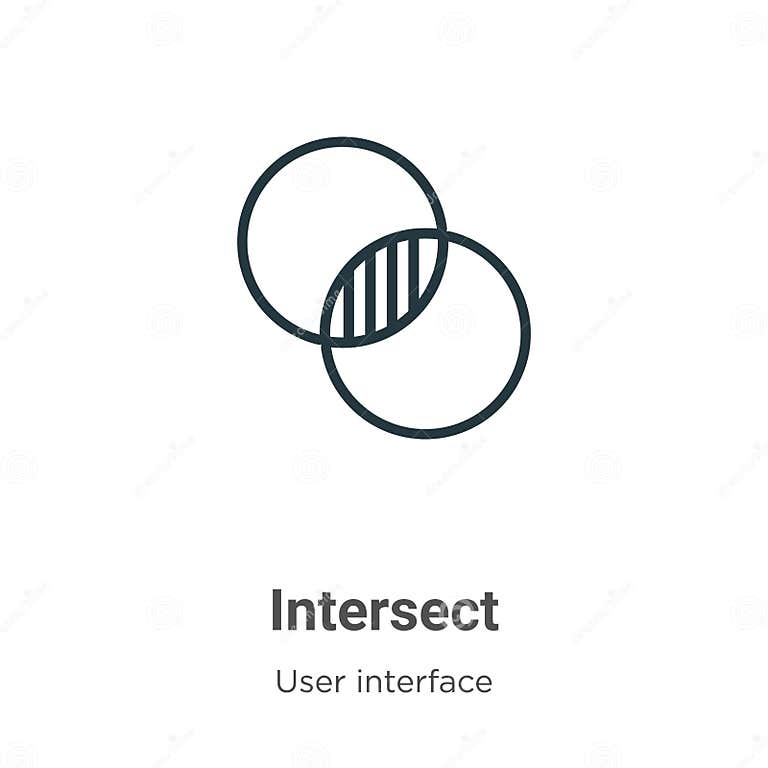 Intersect Outline Vector Icon. Thin Line Black Intersect Icon, Flat Vector Simple Element ...