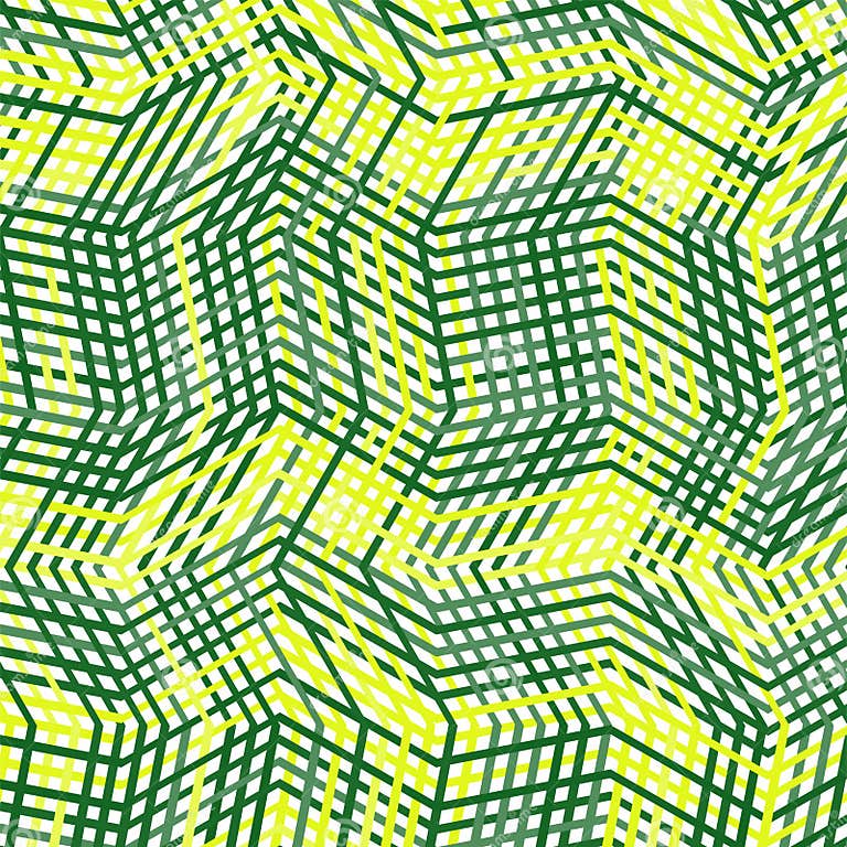 Intersected, Interweaved Irregular Lines, Stripes Green Grid Pattern ...