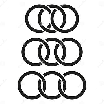 Intersecting Circles Vector Design. Three Black Ring Sets Illustration ...