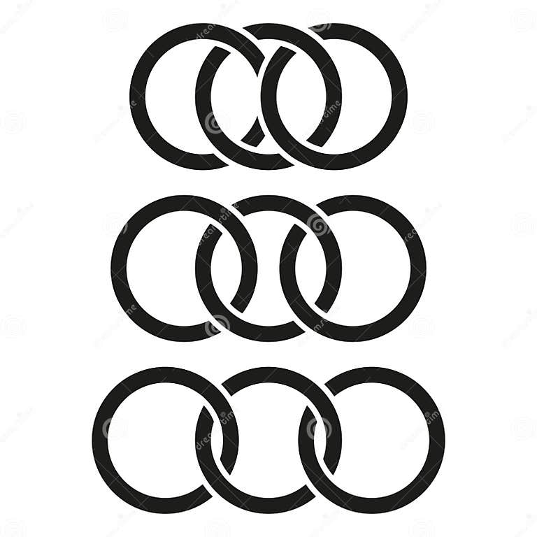 Intersecting Circles Vector Design. Three Black Ring Sets Illustration ...