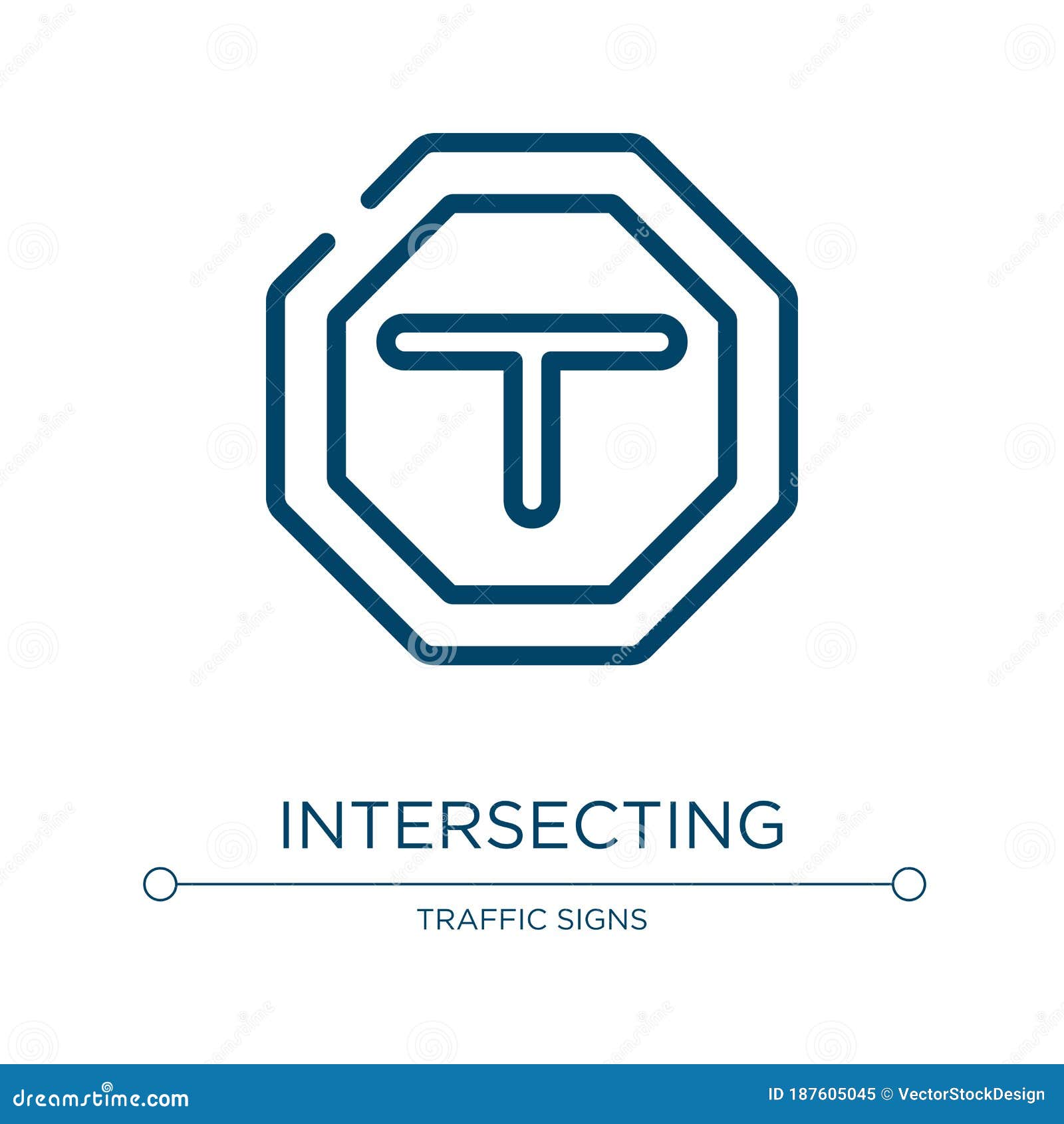 Intersecting Icon. Linear Vector Illustration from Traffic Signs Collection. Outline ...