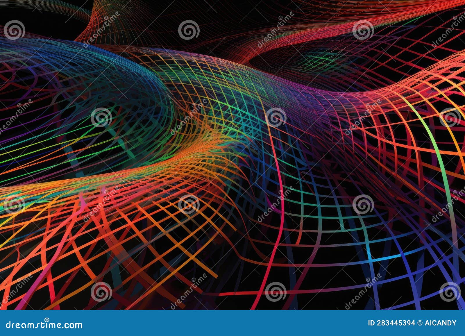 Intersecting Lines In Vibrant Colors Creating A Distorted Grid Pattern
