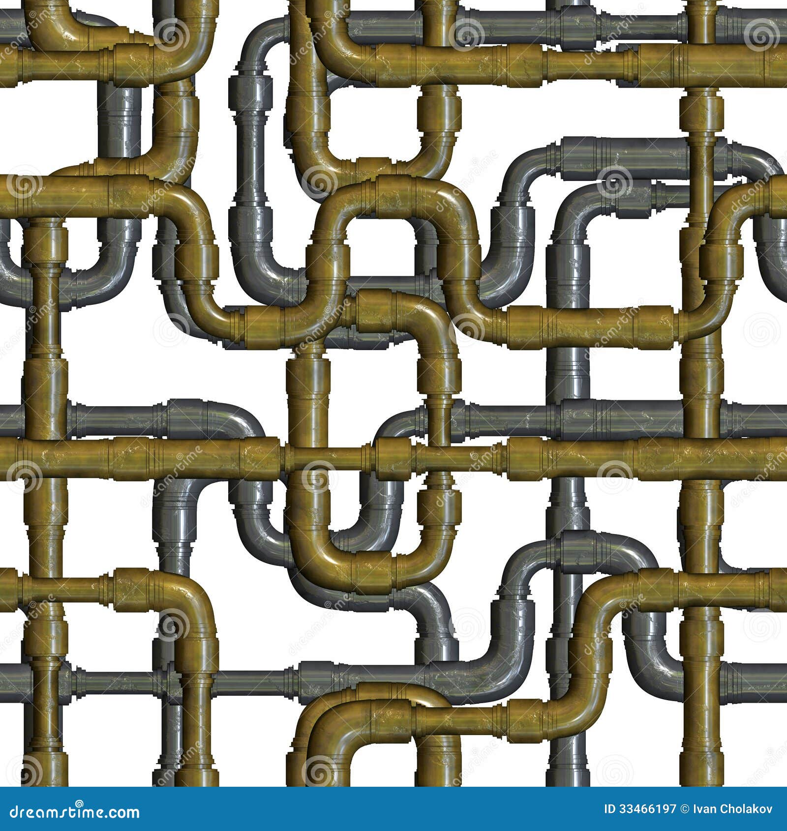 Intersecting Metal Pipes Isolated on White Stock Illustration ...