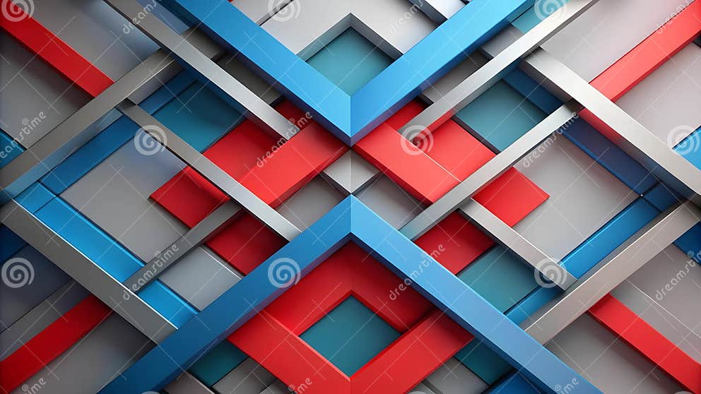 Intersecting Realities: a Symphony of Red, Blue, and Gray Geometric ...