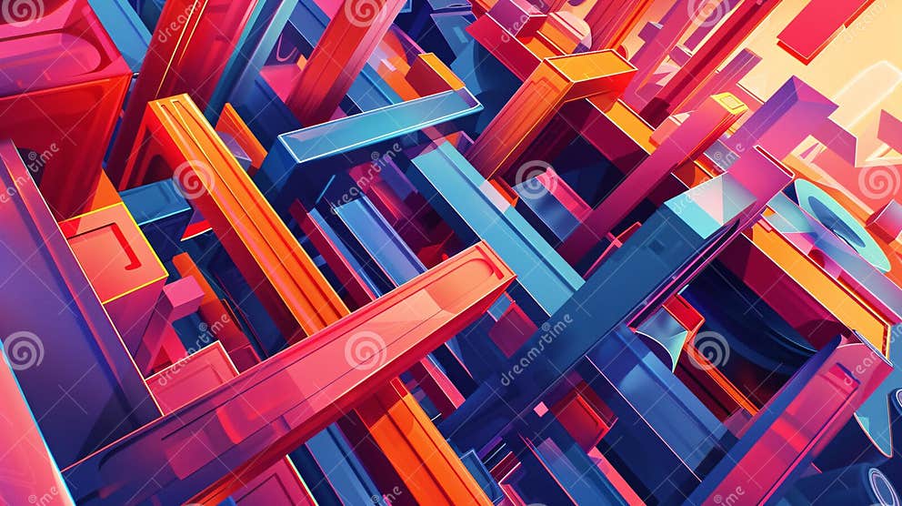 Intersecting Rectangles: a Symphony of Bold Colors and Dynamic Lines Stock Illustration ...
