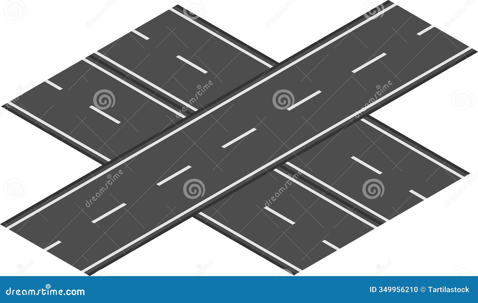 Intersecting Roads Forming a Cross Shape with White Lane Markings on ...