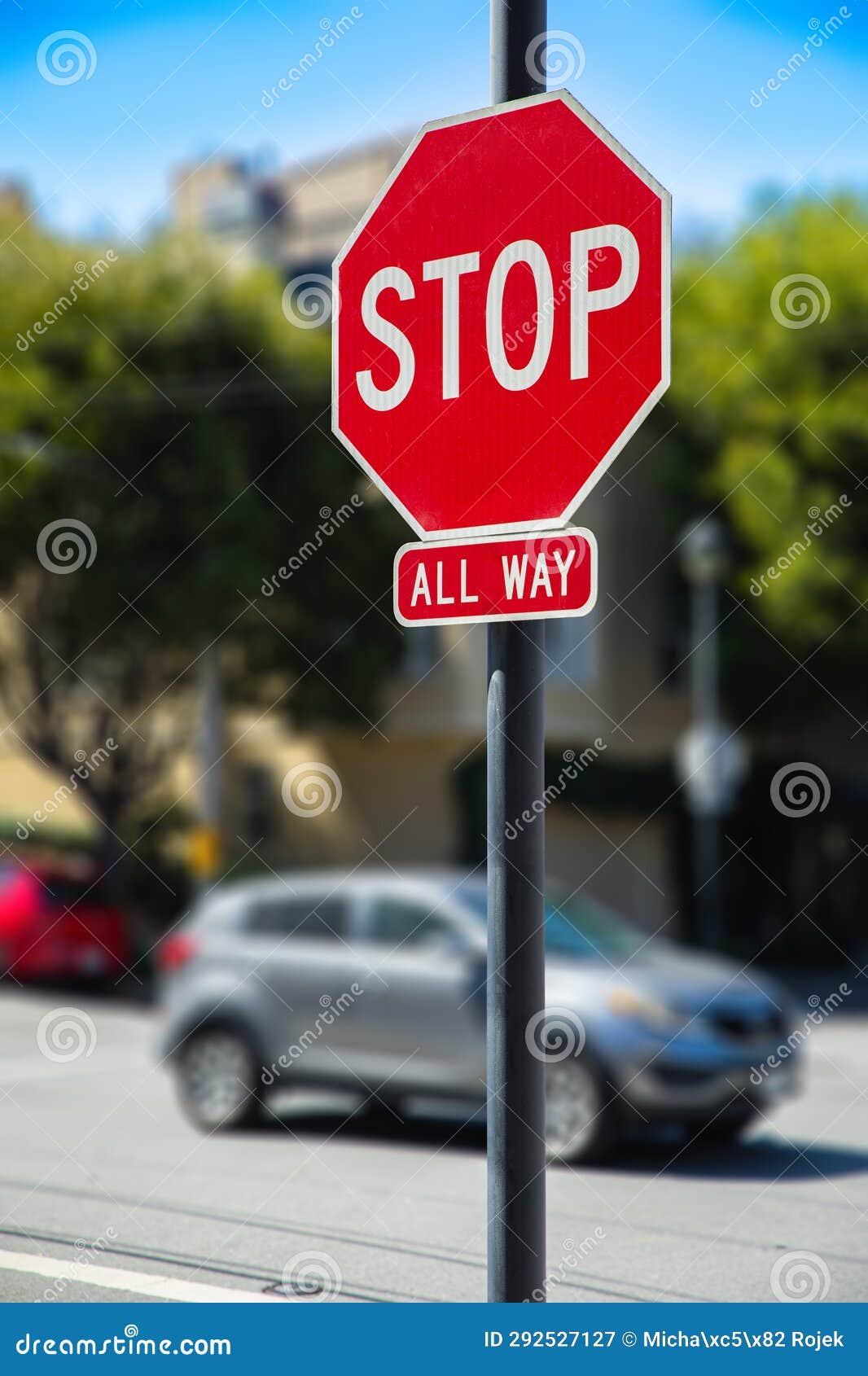 Intersection of All Way Stop Type in the USA Stock Image - Image of ...