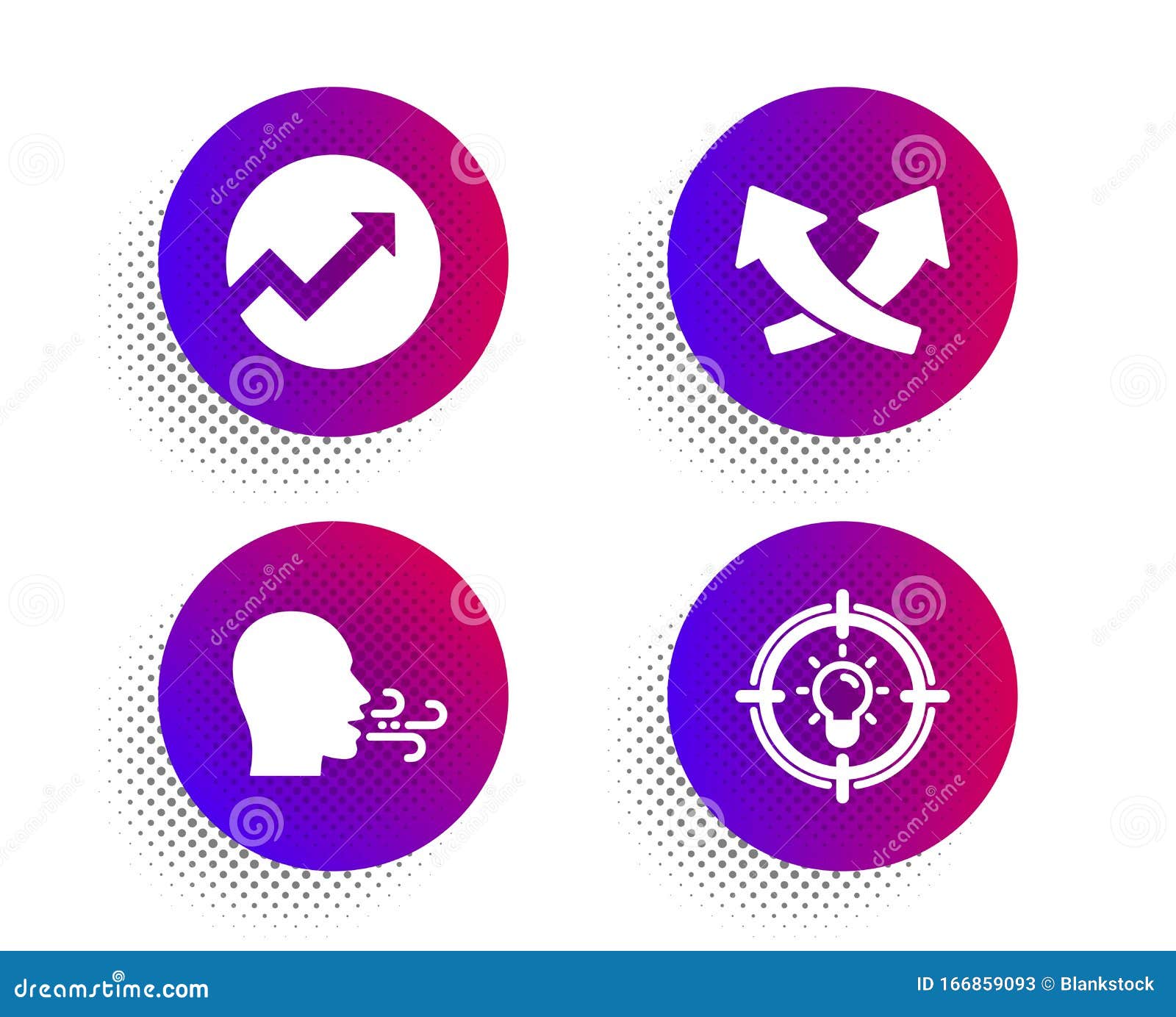Intersection Arrows, Audit and Breathing Exercise Icons Set. Idea Sign ...