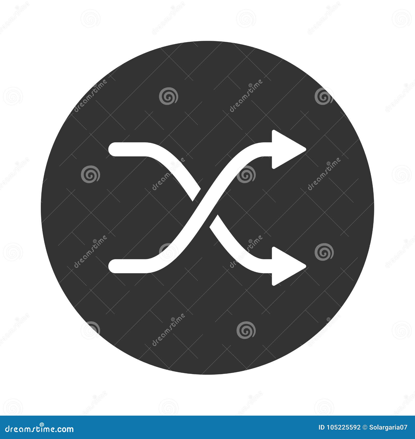 Intersection Arrows Icon In Black Circle - Vector Iconic Design ...