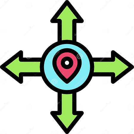 Intersection Arrows Icon, Location Map and Navigation Vector Stock ...