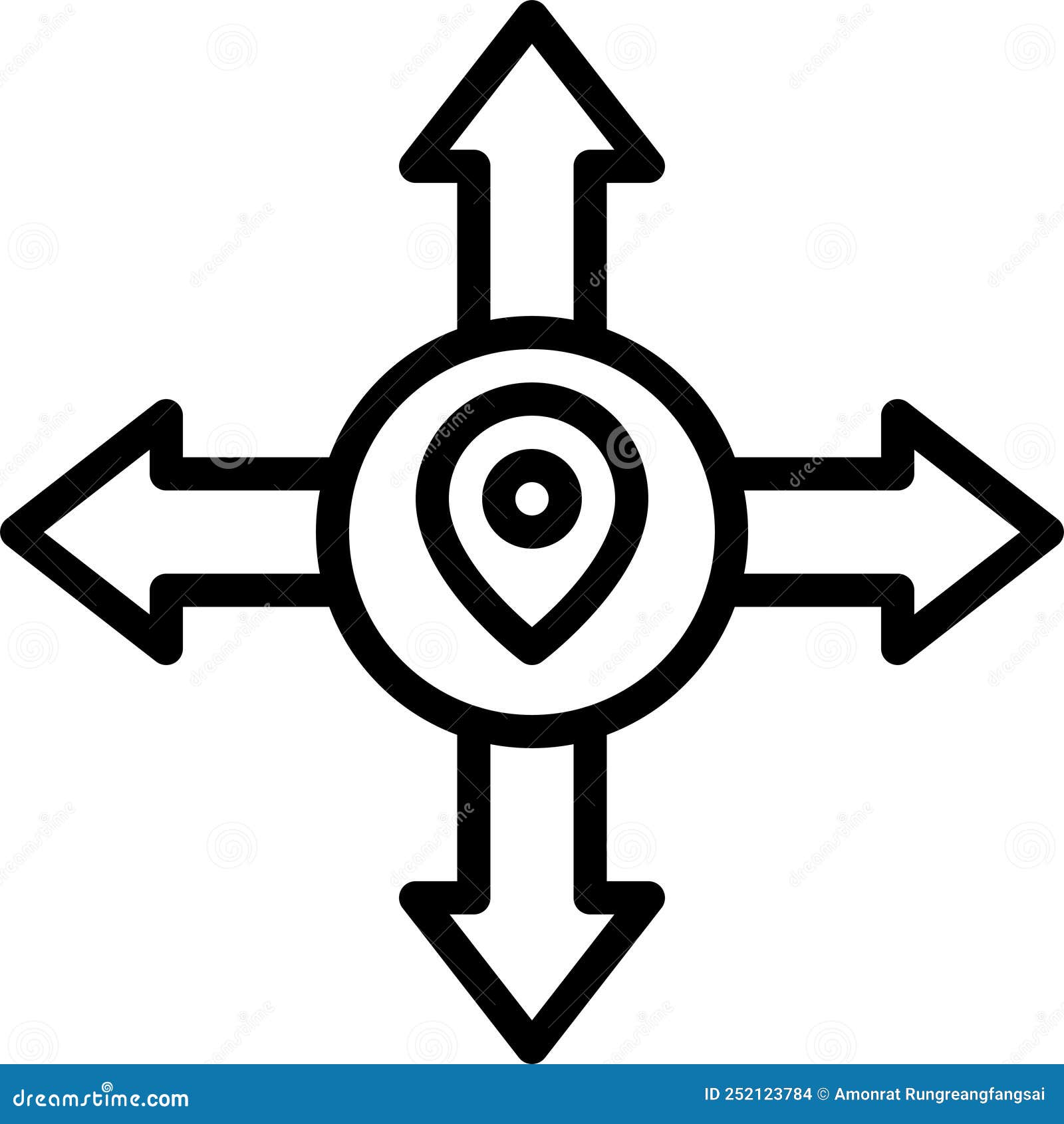 Intersection Arrows Icon, Location Map and Navigation Vector Stock ...