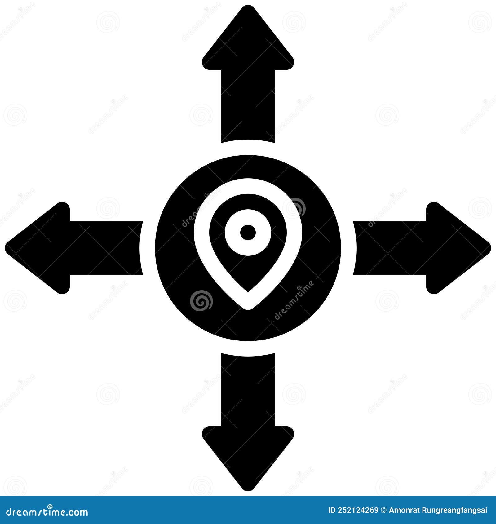 Intersection Arrows Icon, Location Map and Navigation Vector Stock ...