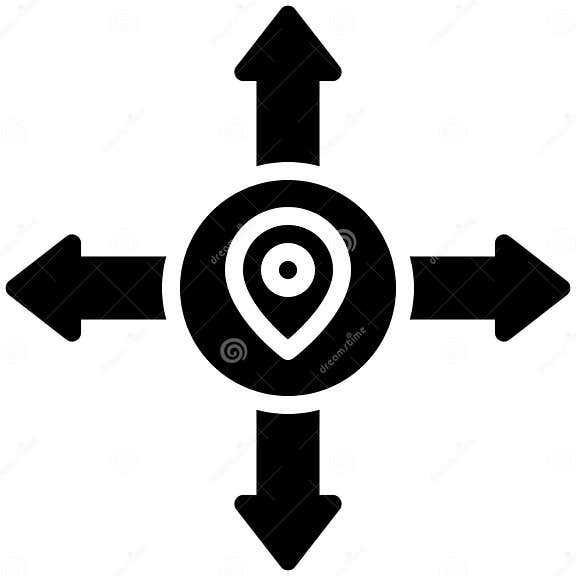 Intersection Arrows Icon, Location Map and Navigation Vector Stock ...