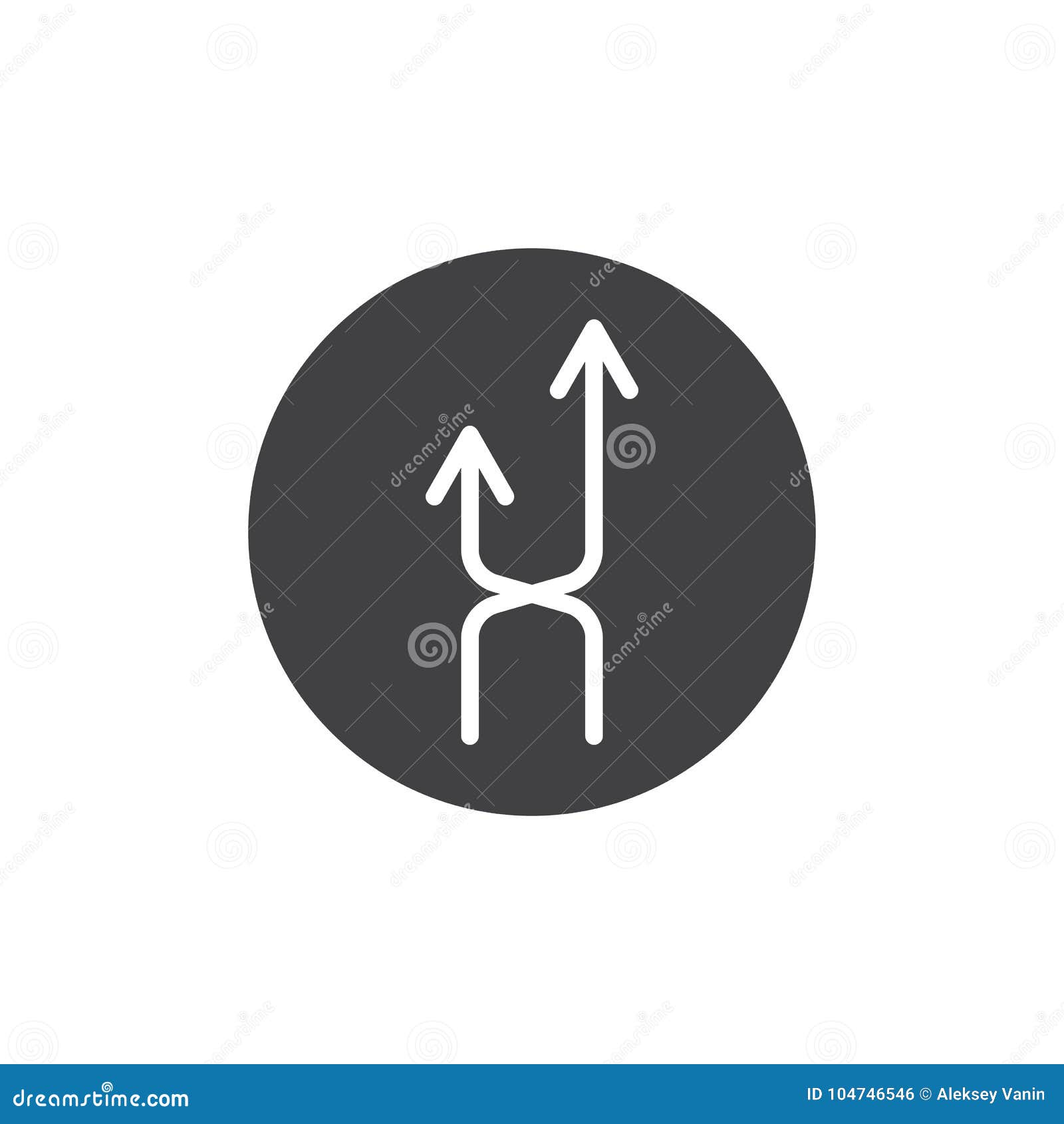 Intersection Arrows Icon In Black Circle - Vector Iconic Design ...
