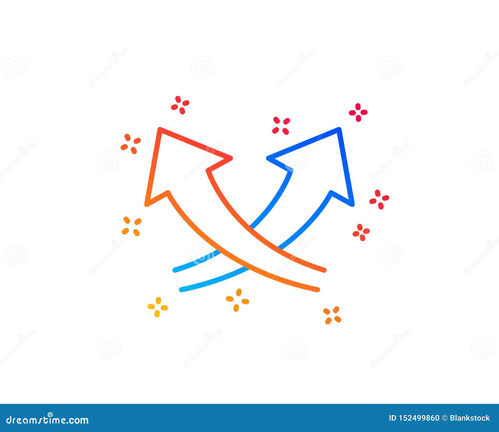 Intersection Arrows Line Icon. Exchange and Turn, Cross Sign. Vector ...