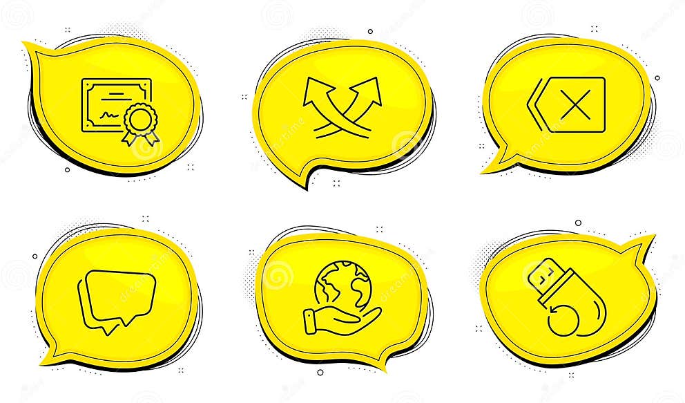 Intersection Arrows, Speech Bubble and Flash Memory Icons Set. Remove ...