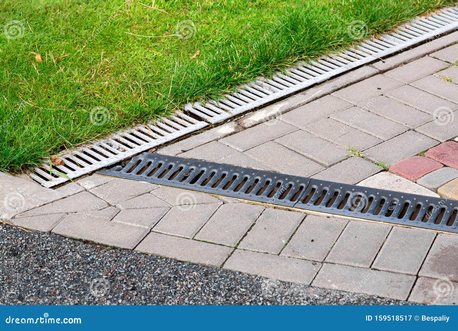 The Intersection of the Asphalt Road and the Pedestrian Sidewalk. Stock ...