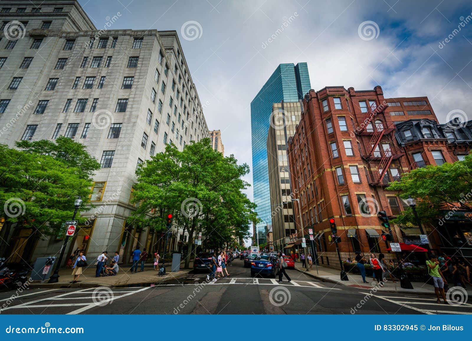 Intersection and Buildings in Back Bay, Boston, Massachusetts ...
