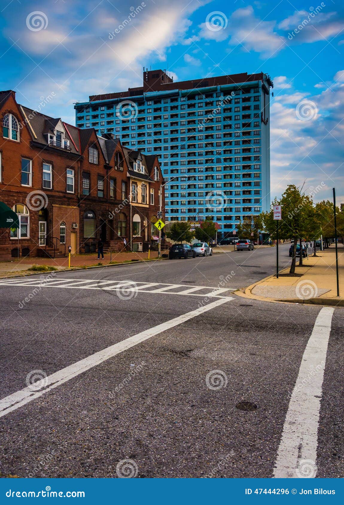 Intersection and Buildings in Baltimore, Maryland. Stock Photo - Image ...