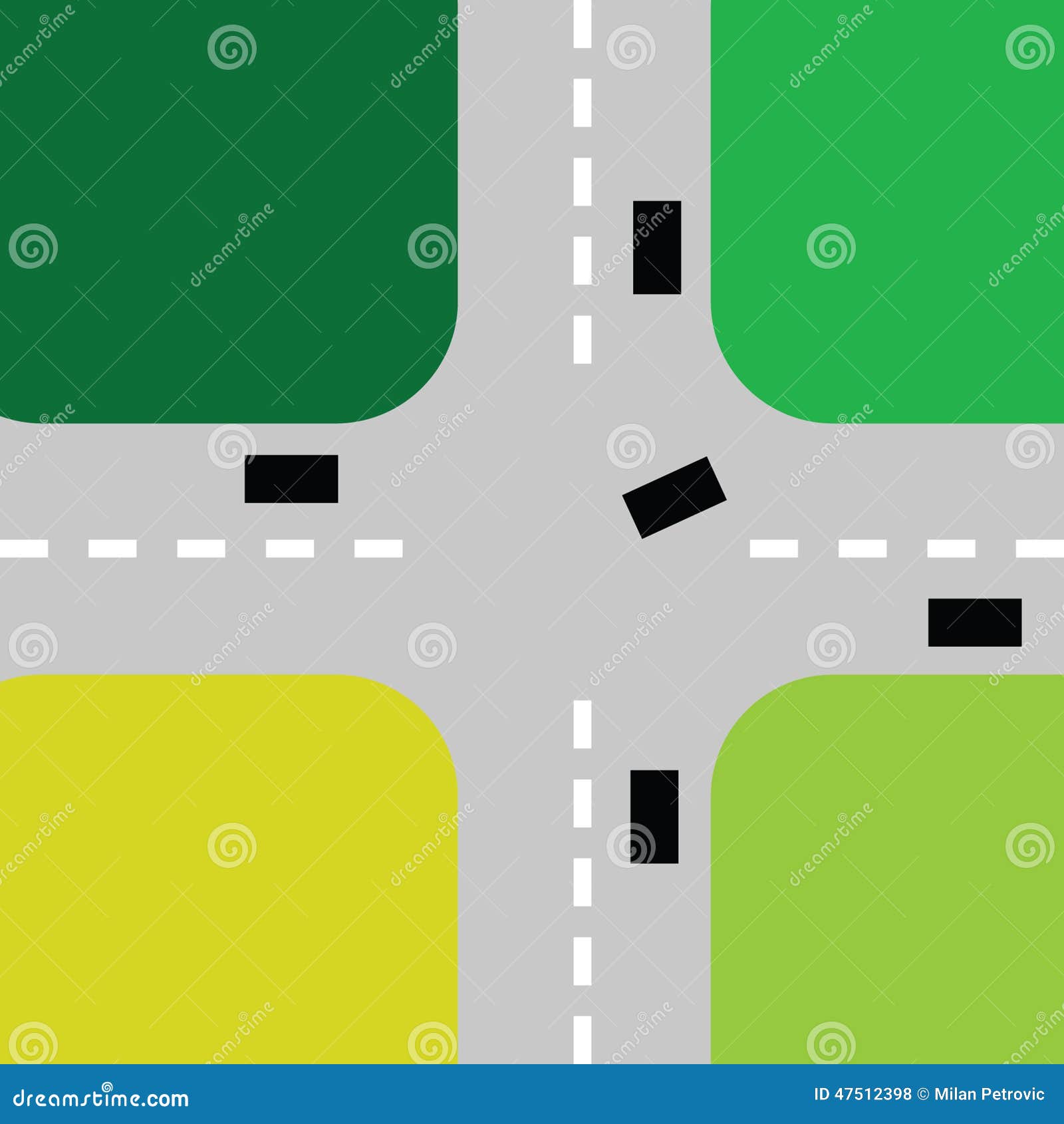 Intersection With Cars Color Vector Stock Vector - Image: 47512398