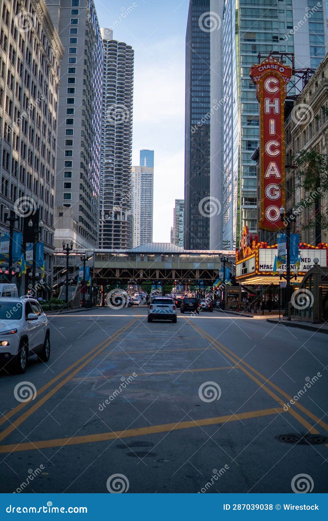 An Intersection at the Chicago Downtown Train Station, with Traffic and ...