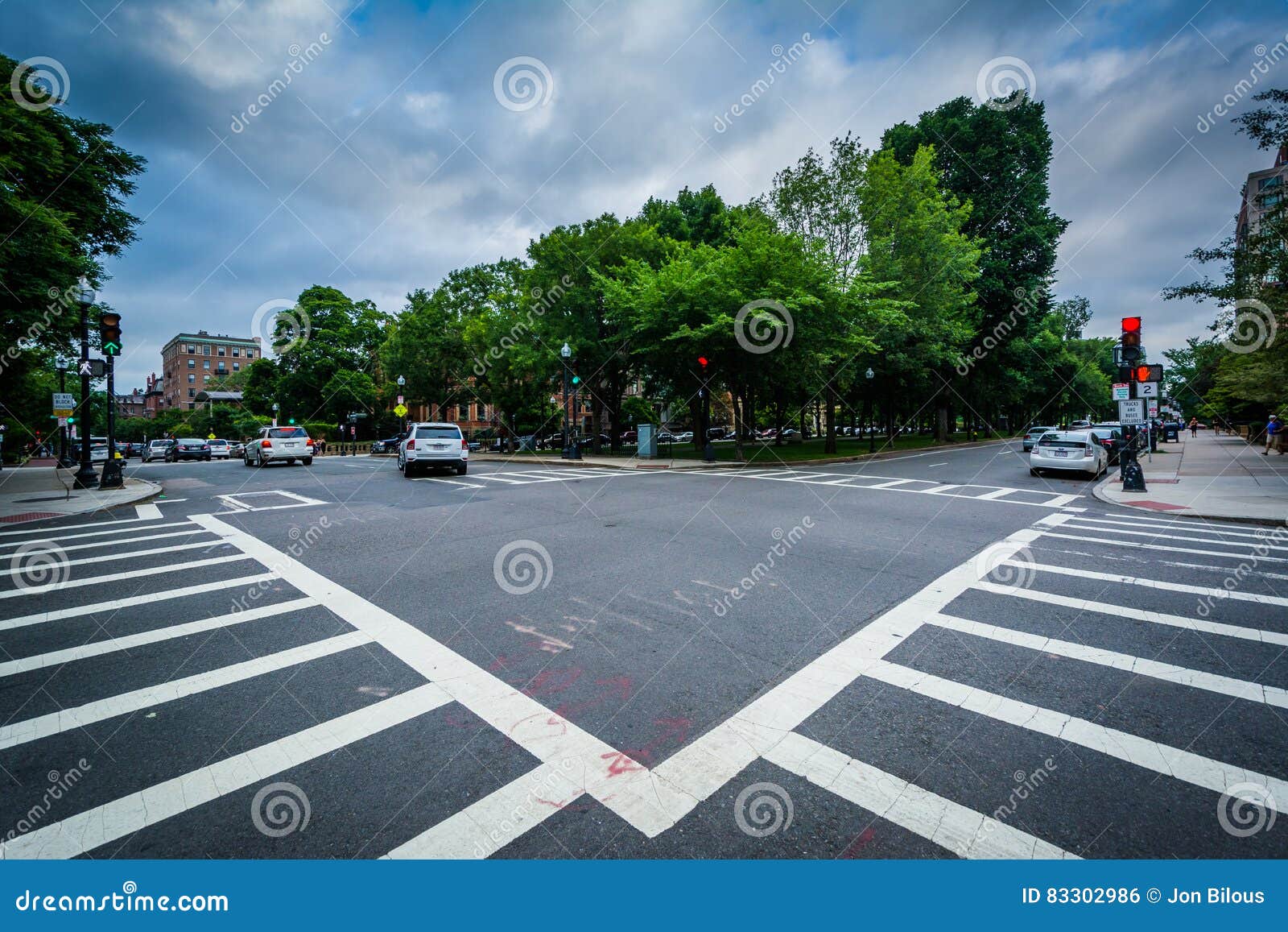 Intersection and Crosswalks Along Commonwealth Avenue in Back Ba ...