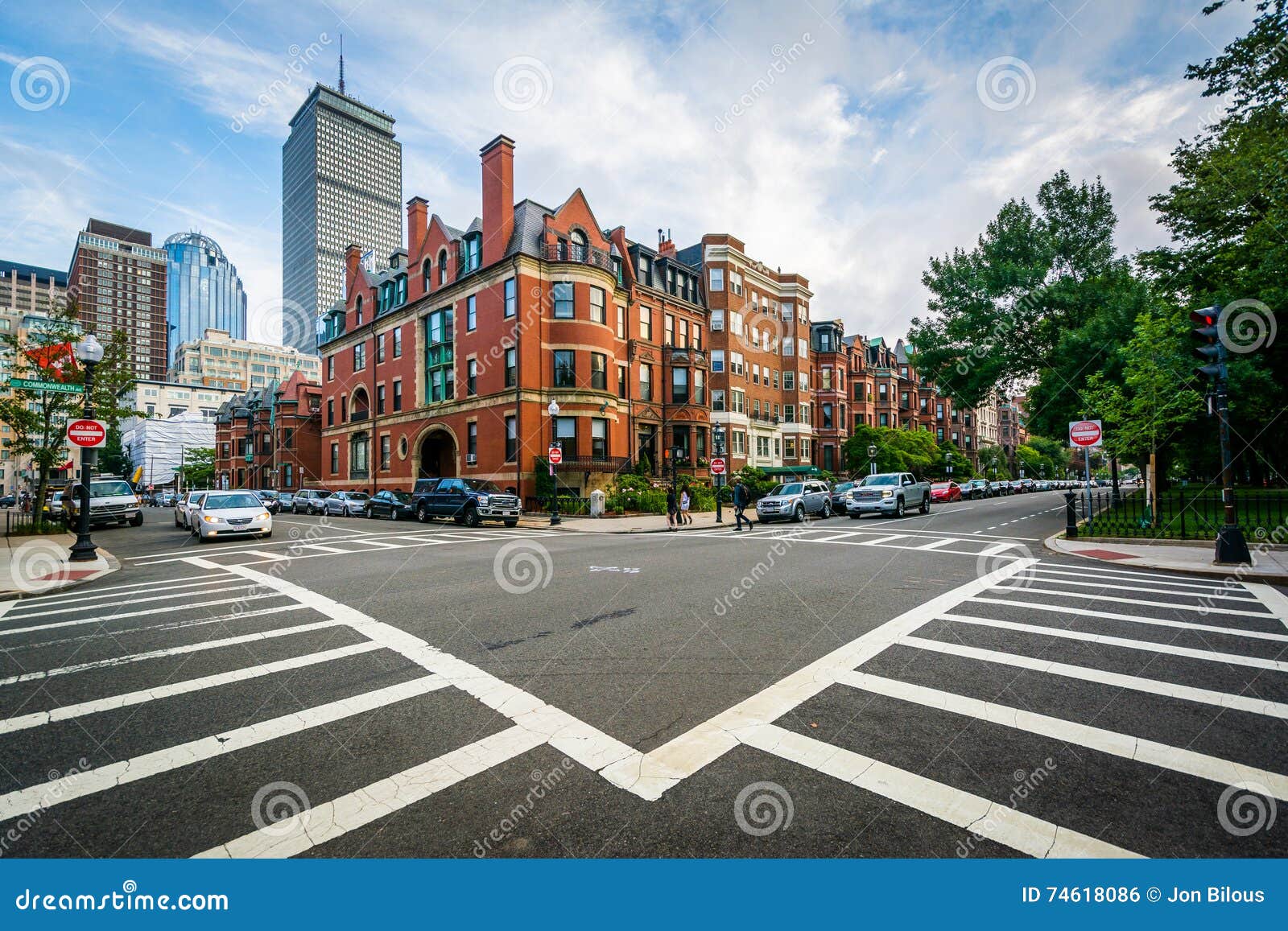 Intersection and Crosswalks in Back Bay, Boston, Massachusetts ...