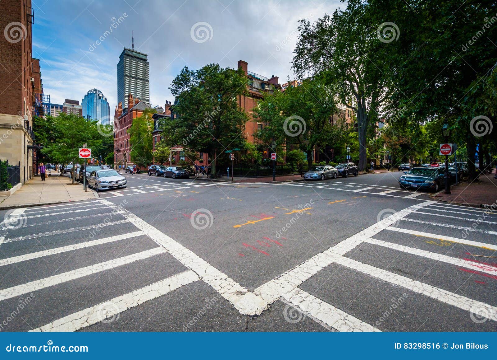 Intersection and Crosswalks in Back Bay, Boston, Massachusetts ...