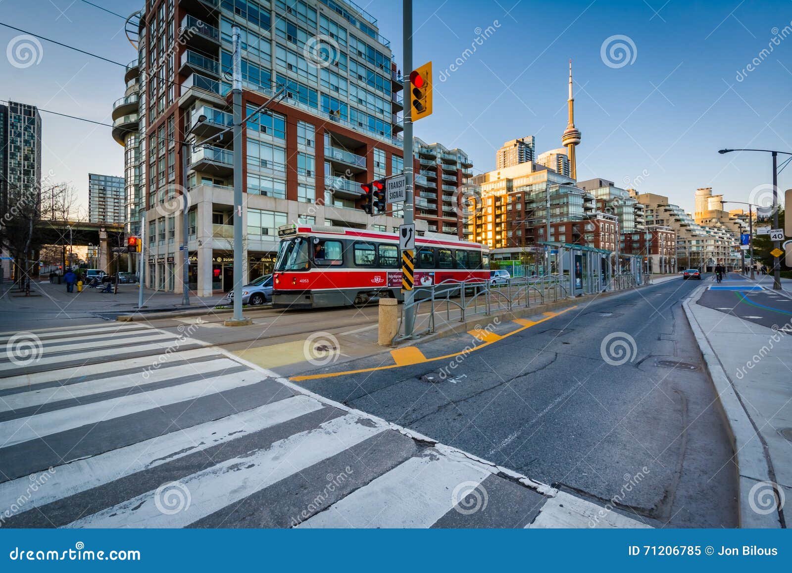Intersection In Toronto With Large Street Poster And Mounted Police Man ...