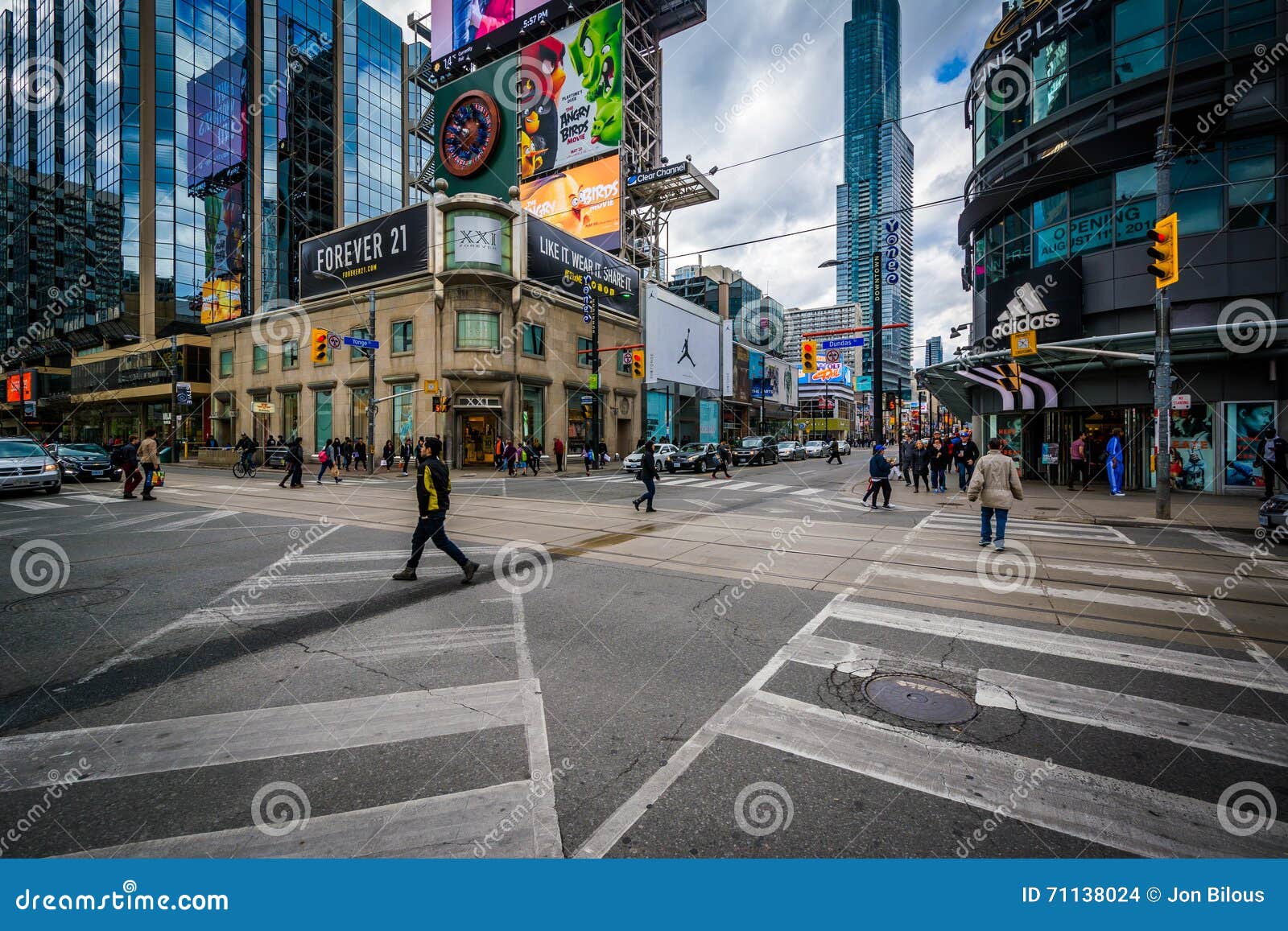 Intersection In Toronto With Large Street Poster And Mounted Police Man ...