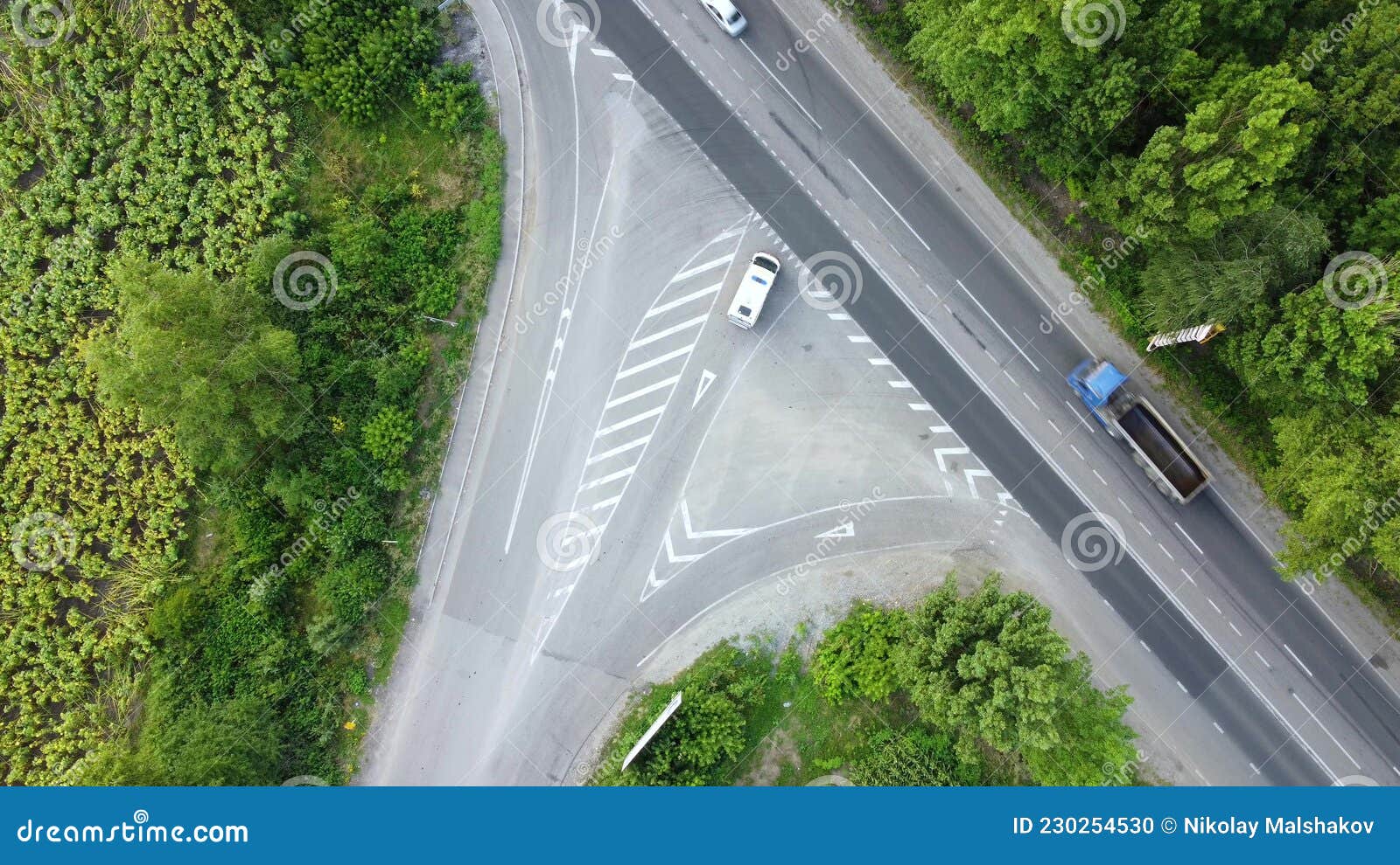 Intersection with Exit on the Road of High Risk. Motorway for High ...