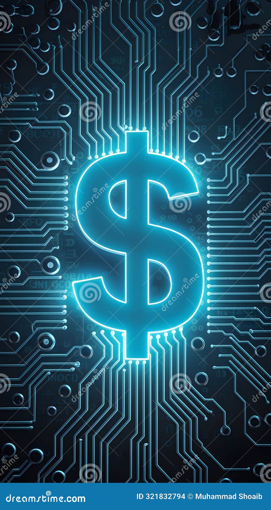 Intersection of Finance and Technology Shown by Blue Dollar Sign on ...