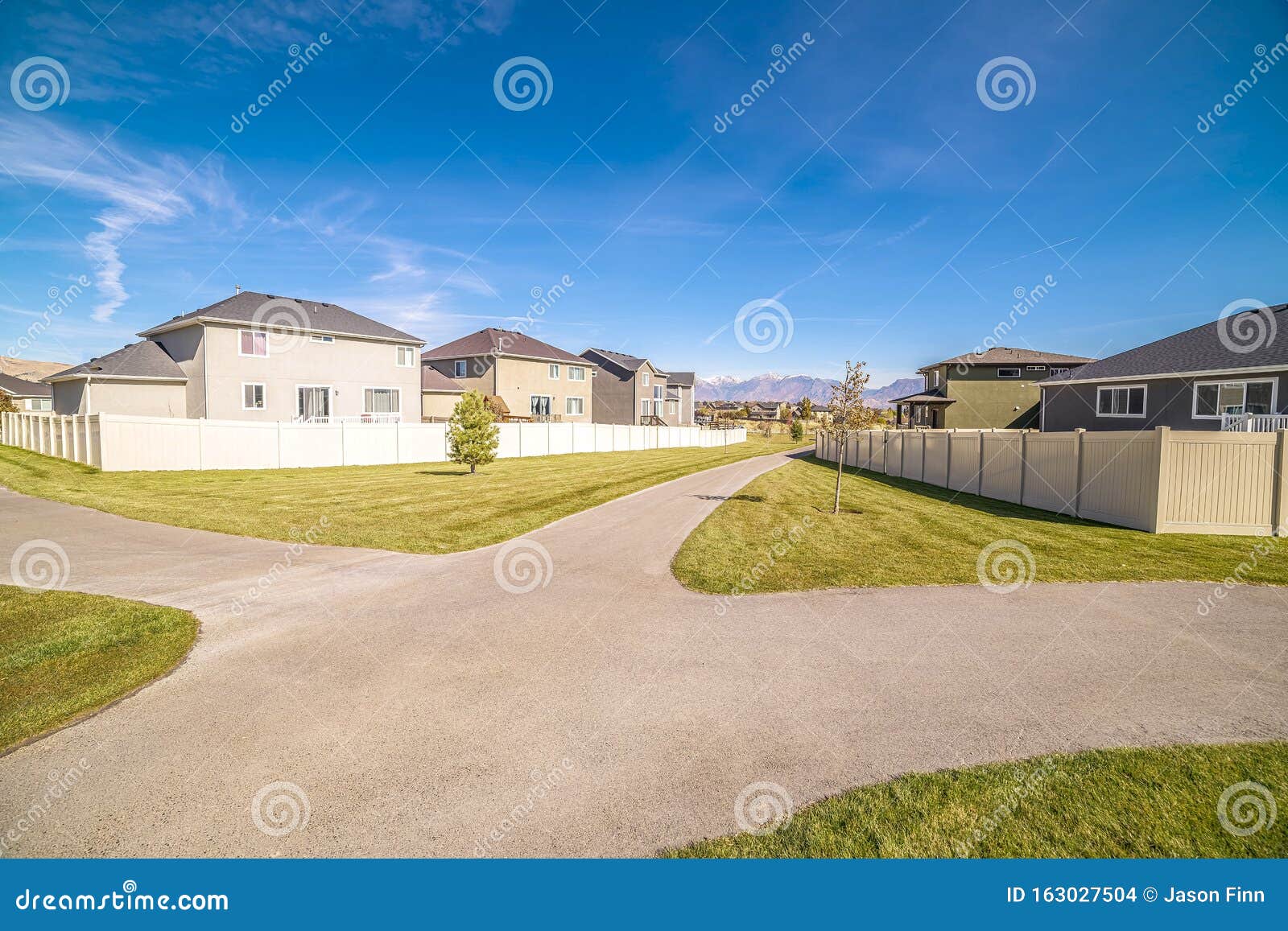 Intersection of Footpaths in an Urban Park Stock Photo - Image of house ...
