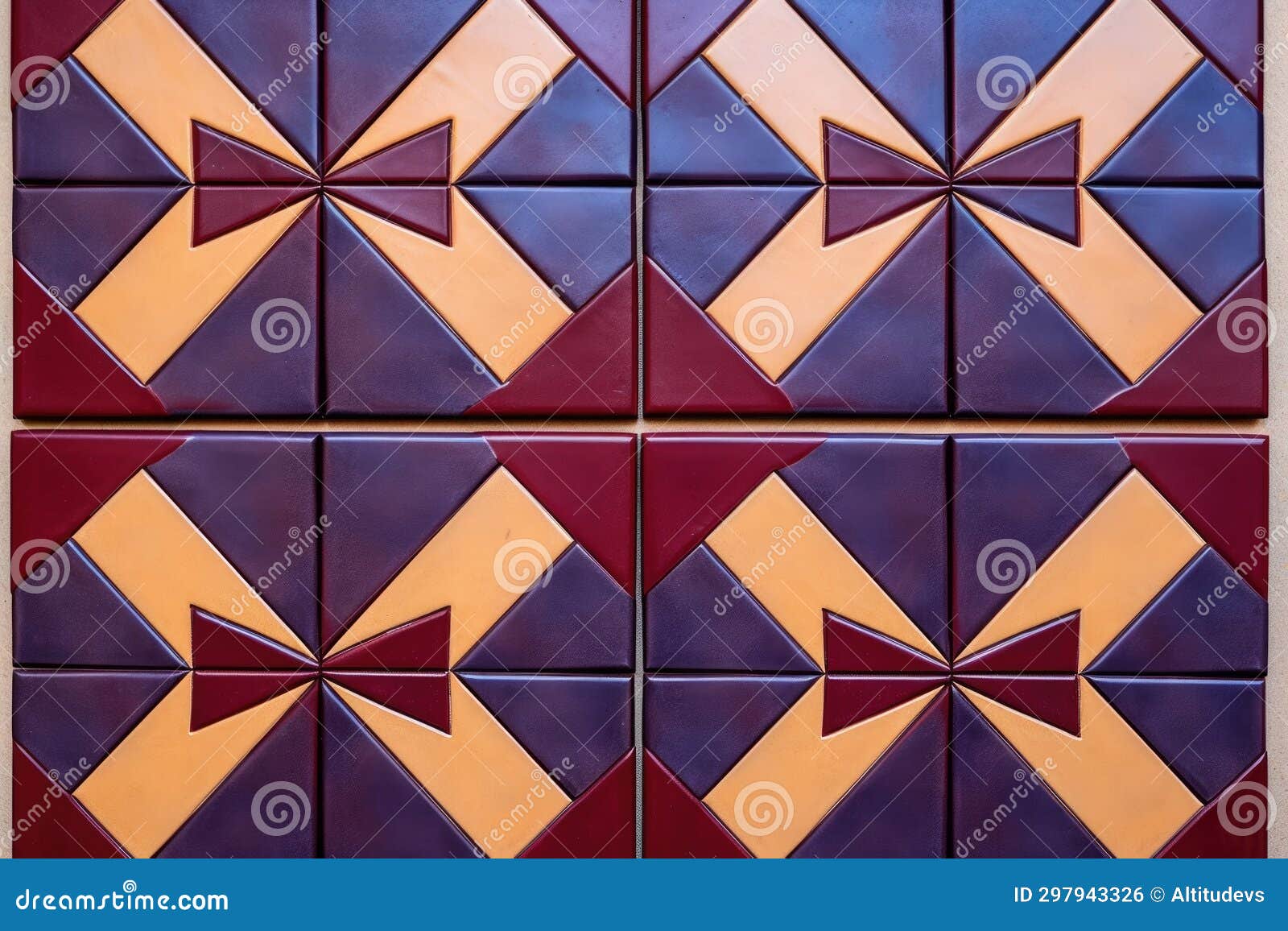 Intersection of Four Ceramic Tiles Forming a Cross Pattern Stock Photo ...
