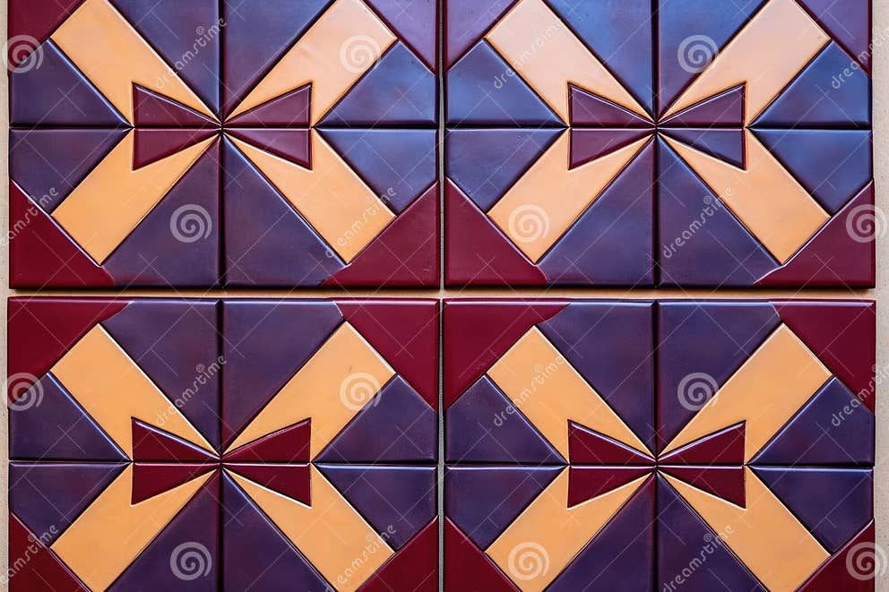 Intersection of Four Ceramic Tiles Forming a Cross Pattern Stock Photo ...