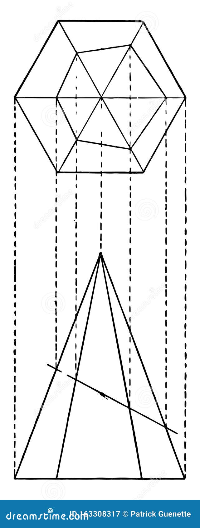Intersection of Hexagonal Pyramid and a Plane Vintage Illustration ...