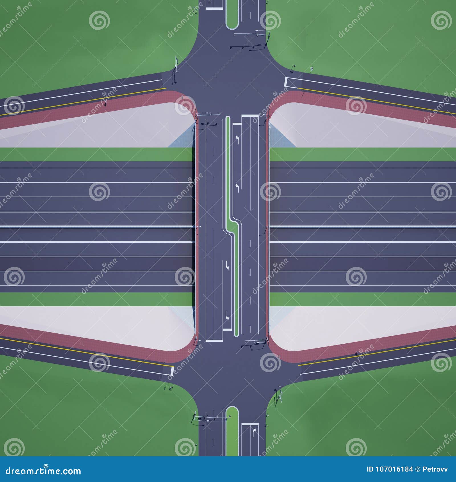 Intersection of Highway with a Bridge Stock Illustration - Illustration ...