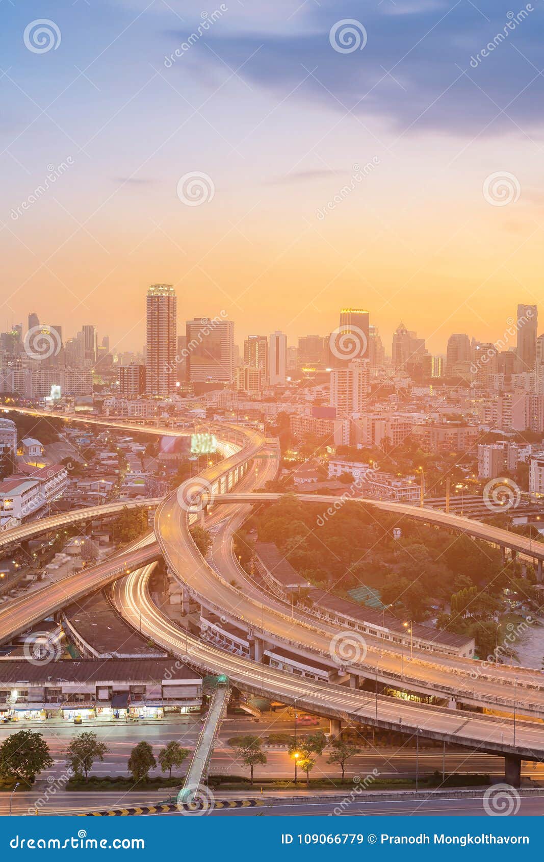 Intersection Highway Overpass with Office Downtow Stock Image - Image ...