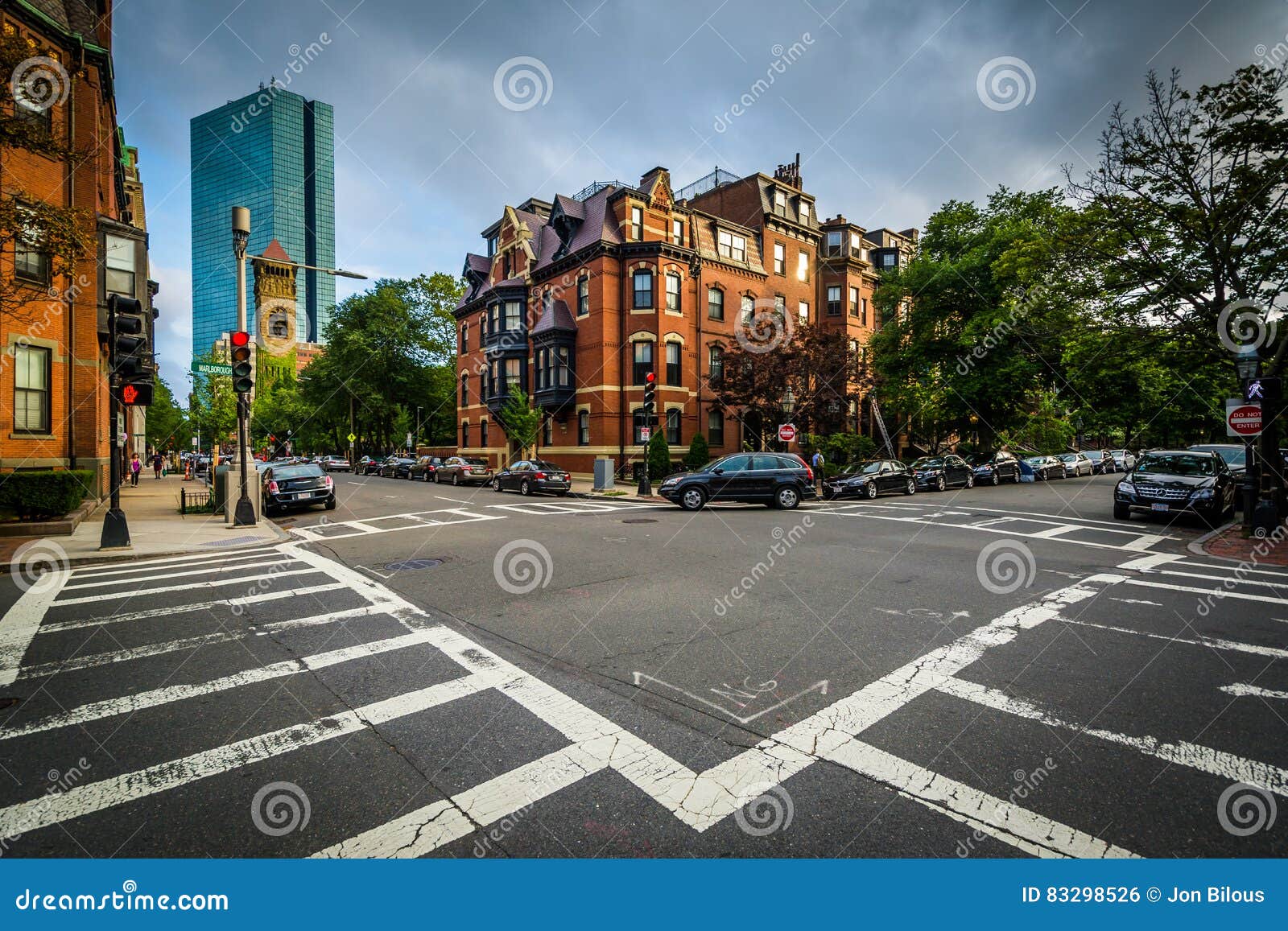 Intersection and Historic Buildings in Back Bay, Boston, Massachusetts ...