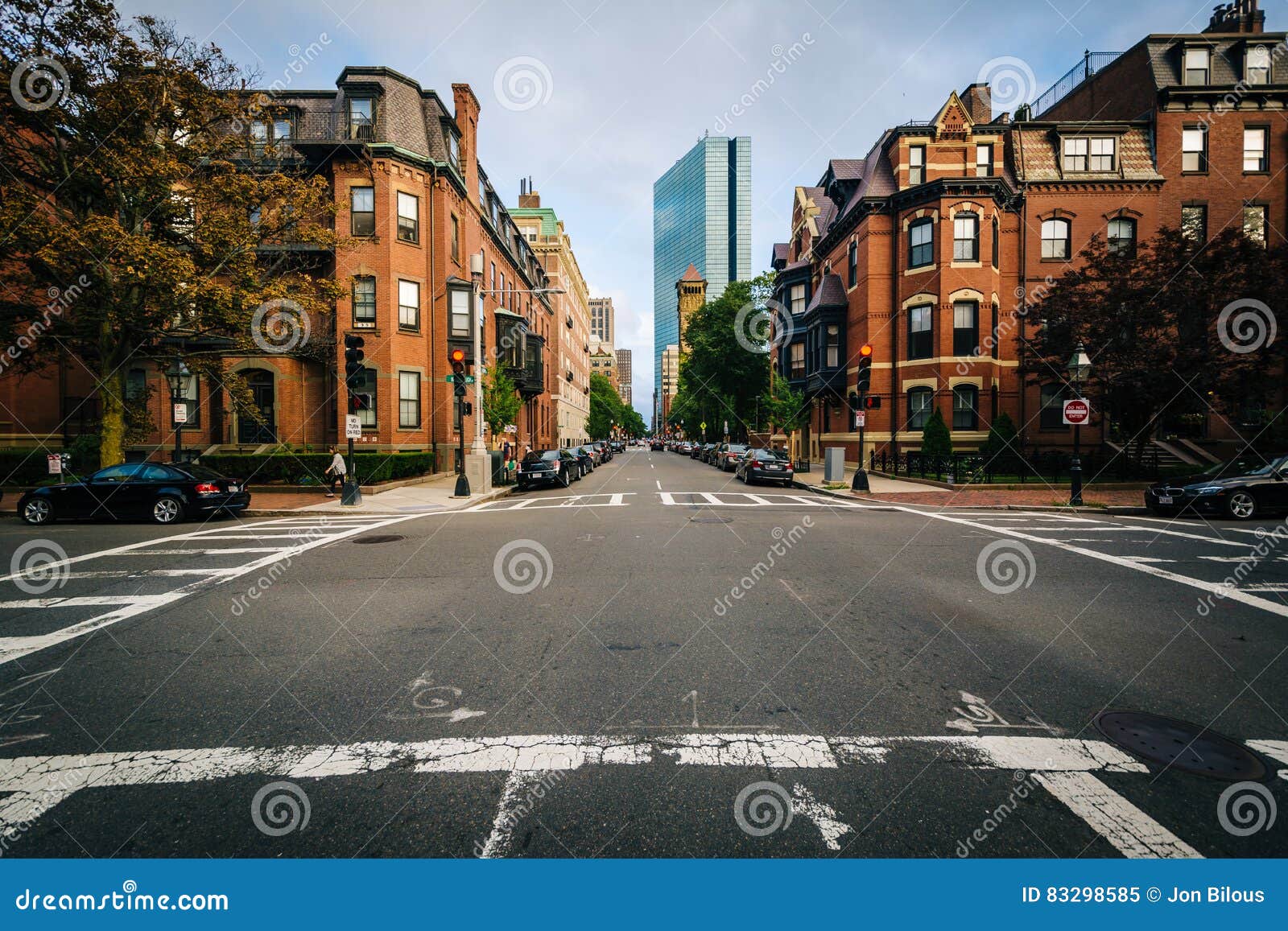 Intersection and Historic Buildings in Back Bay, Boston, Massachusetts ...