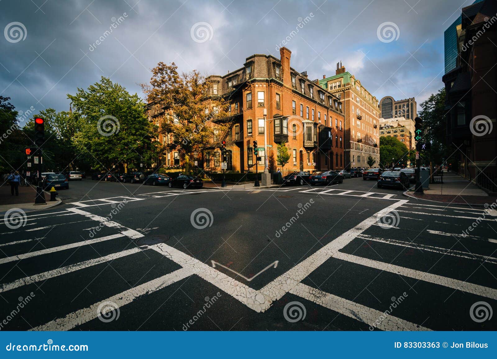 Intersection and Historic Buildings in Back Bay, Boston, Massachusetts ...
